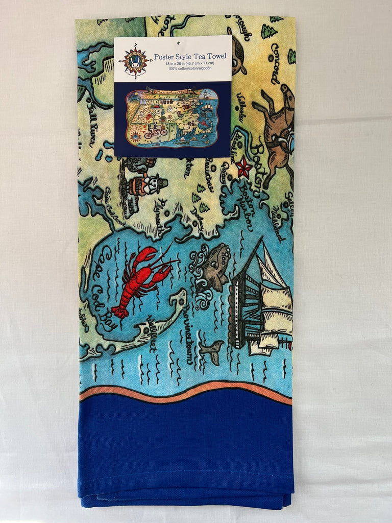 Massachusetts Map Tea Towel – Boston Tea Party Museum Gift Shop